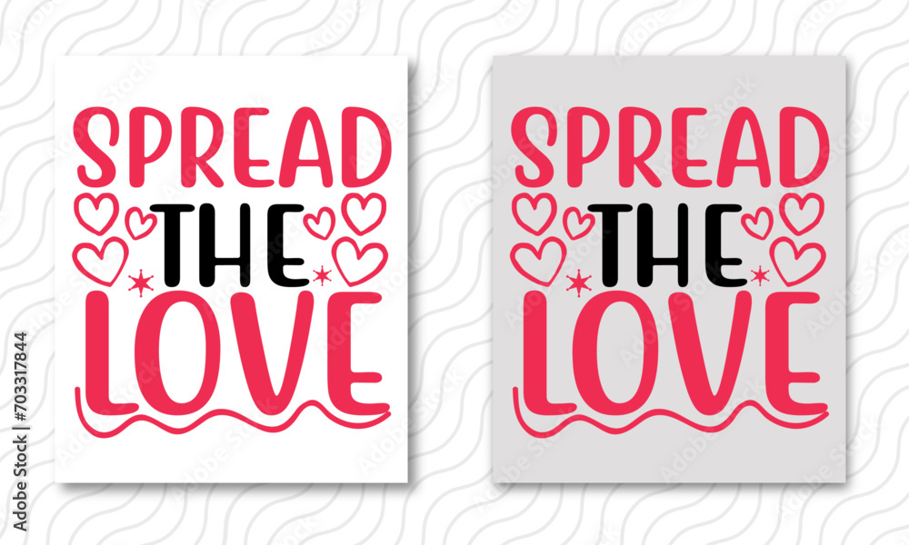 Spread the love lettering card with hearts vector illustration ...