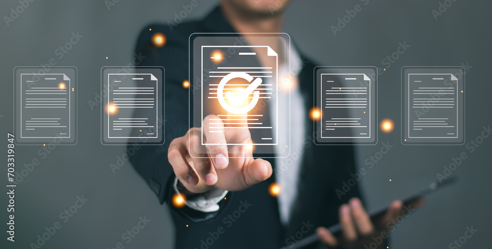 The check mark symbol represents the standard quality control, ISO ...