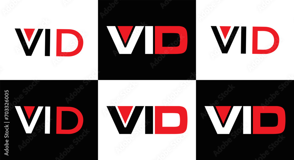 VID logo. VID set , V I D design. White VID letter. VID, V I D letter ...