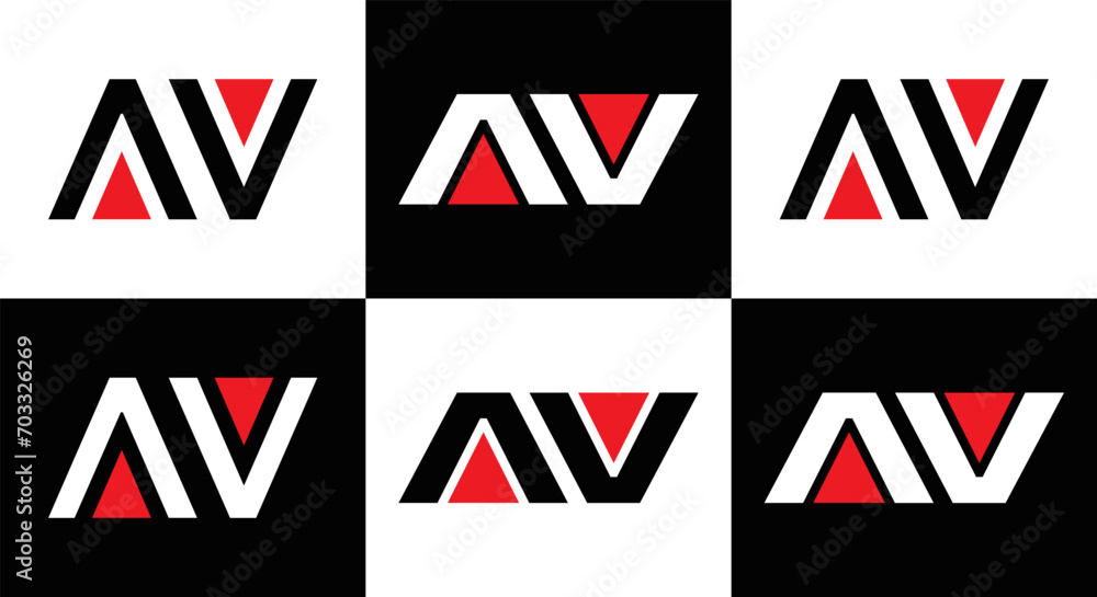 AV logo. AV set , A V design. White AV letter. AV, A V letter logo ...