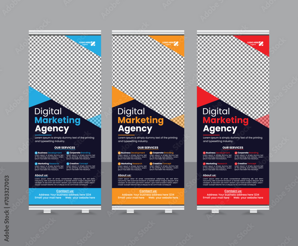 Digital Marketing agency roll up banner design vector template. Ads ...