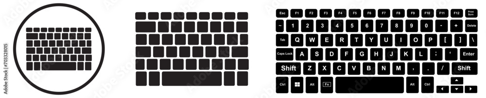 Computer gamer keyboard, all keys, vector illustration. Alphabets keys ...