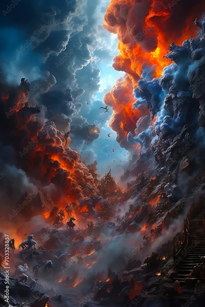 View of Turbulent Heaven and Underworld Collide. War of the Worlds. the ...