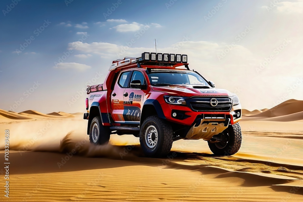 Desert Rally. 4X4 in the Dakar Desert Rally. Sports Car Racing through ...