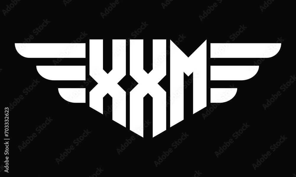 XXM three letter logo, creative wings shape logo design vector template ...