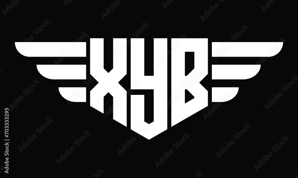XYB three letter logo, creative wings shape logo design vector template ...