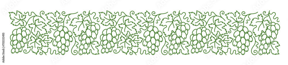 Grape vine pattern. Grape branches and leaves. Editable outline stroke ...