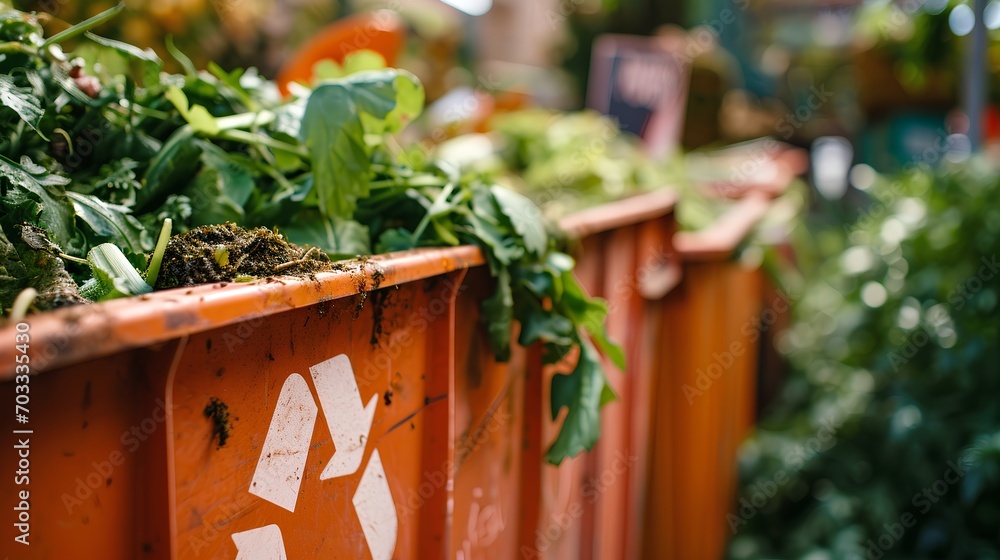 A orange organic waste compost container featuring a prominent ...