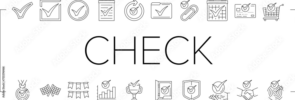 check mark tick ok icons set vector. yes checkmark, right correct ...