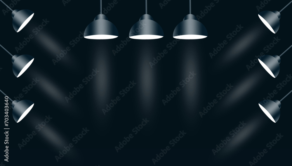 Spotlight on stage realistic studio lights empty background dark Stock ...