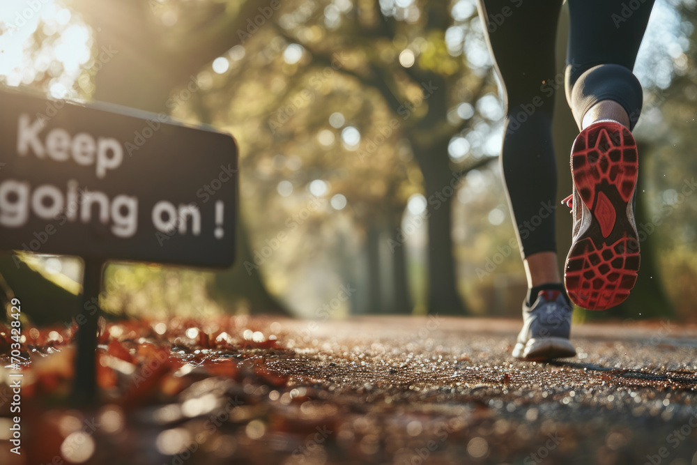 Keep going on concept image with sign with written words keep going on ...