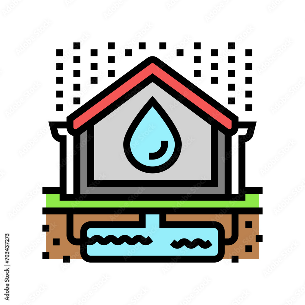 rainwater harvesting green building color icon vector. rainwater ...
