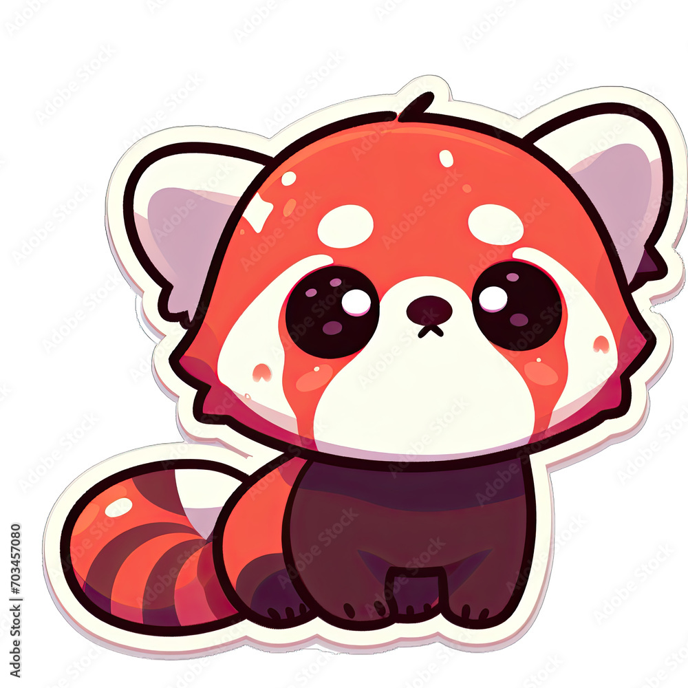Generative AI Cute Little Red Panda Sticker, cute red panda sticker ...