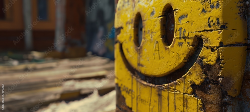 Emoticône, smiley d'un visage souriant, image conceptuelle en milieu ...