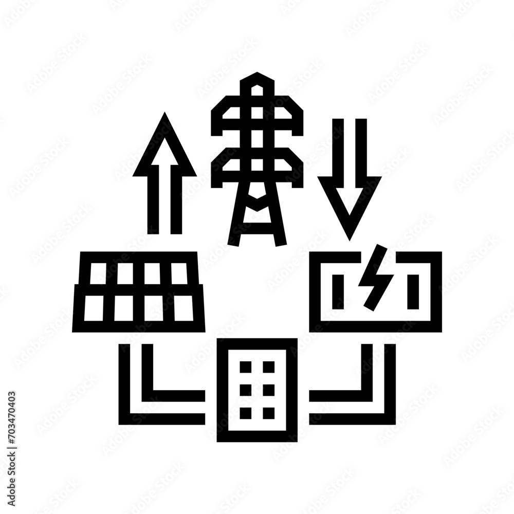microgrids electric grid line icon vector. microgrids electric grid ...