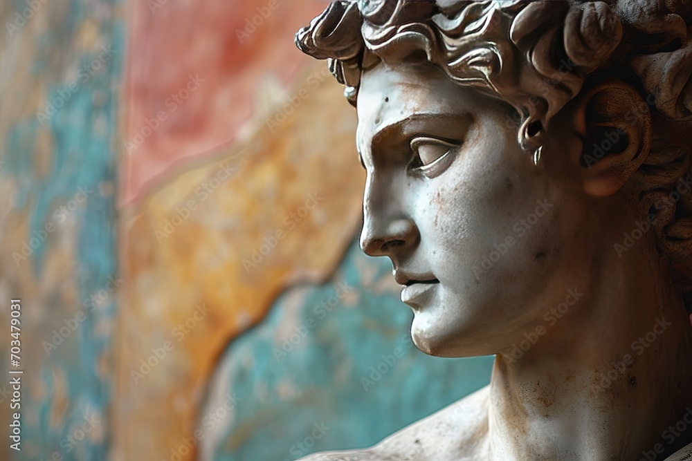 Abstract beautiful muscular stoic person, stone statue sculpture with ...