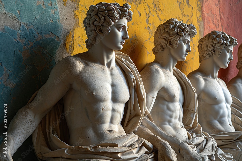 Abstract beautiful muscular stoic person, stone statue sculpture with ...