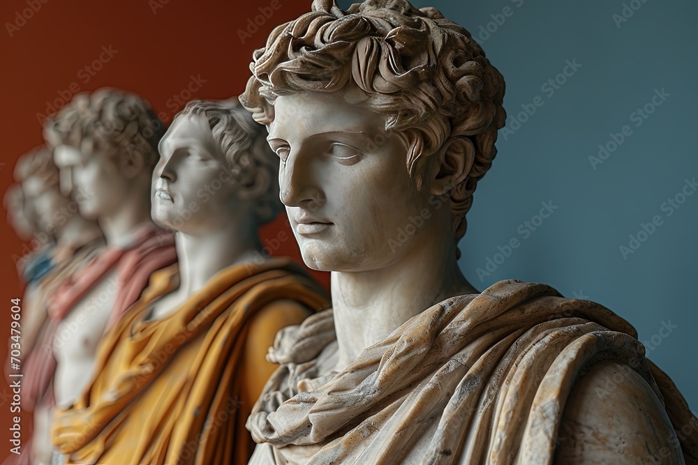 Abstract beautiful muscular stoic person, stone statue sculpture with ...