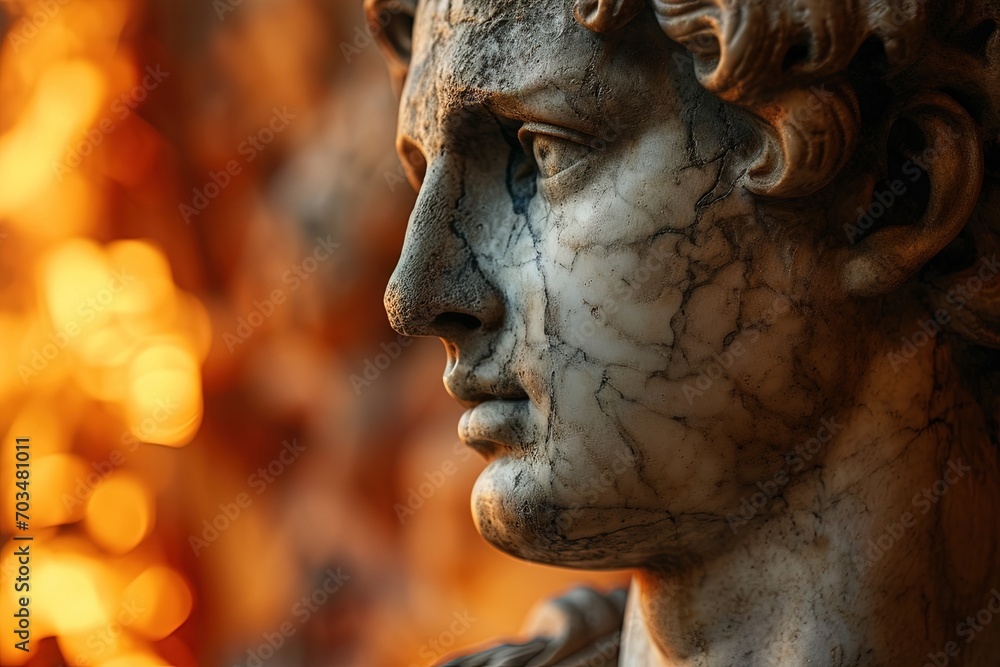 Abstract beautiful muscular stoic person, stone statue sculpture with ...