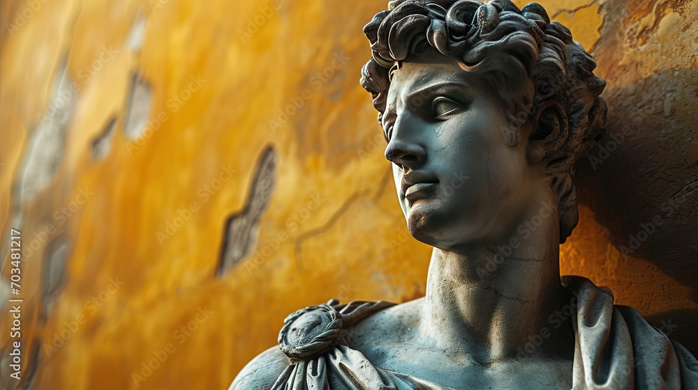 Abstract beautiful muscular stoic person, stone statue sculpture with ...