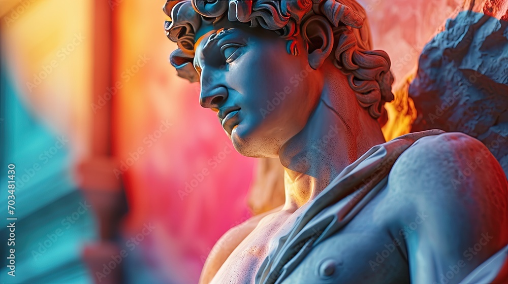 Abstract beautiful muscular stoic person, stone statue sculpture with ...