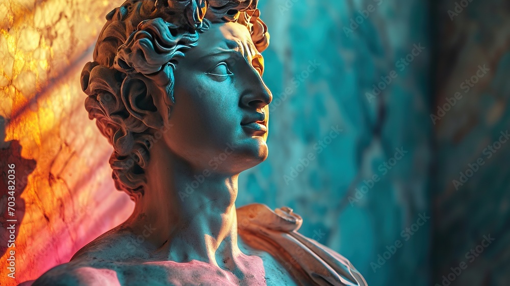 Abstract beautiful muscular stoic person, stone statue sculpture with ...