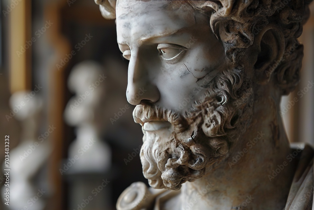 Abstract beautiful muscular stoic person, stone statue sculpture with ...