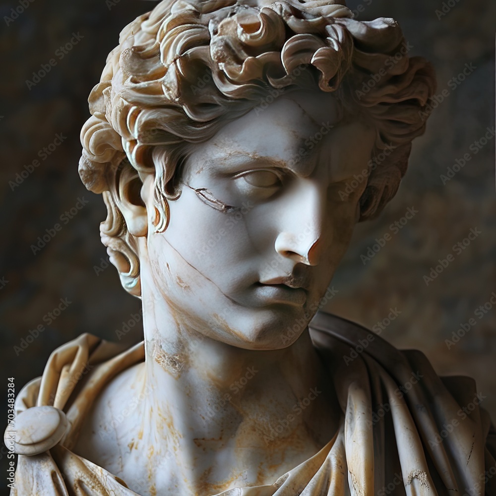 Abstract beautiful muscular stoic person, stone statue sculpture with ...