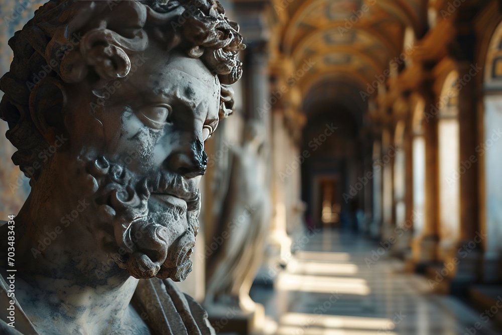 Abstract beautiful muscular stoic person, stone statue sculpture with ...