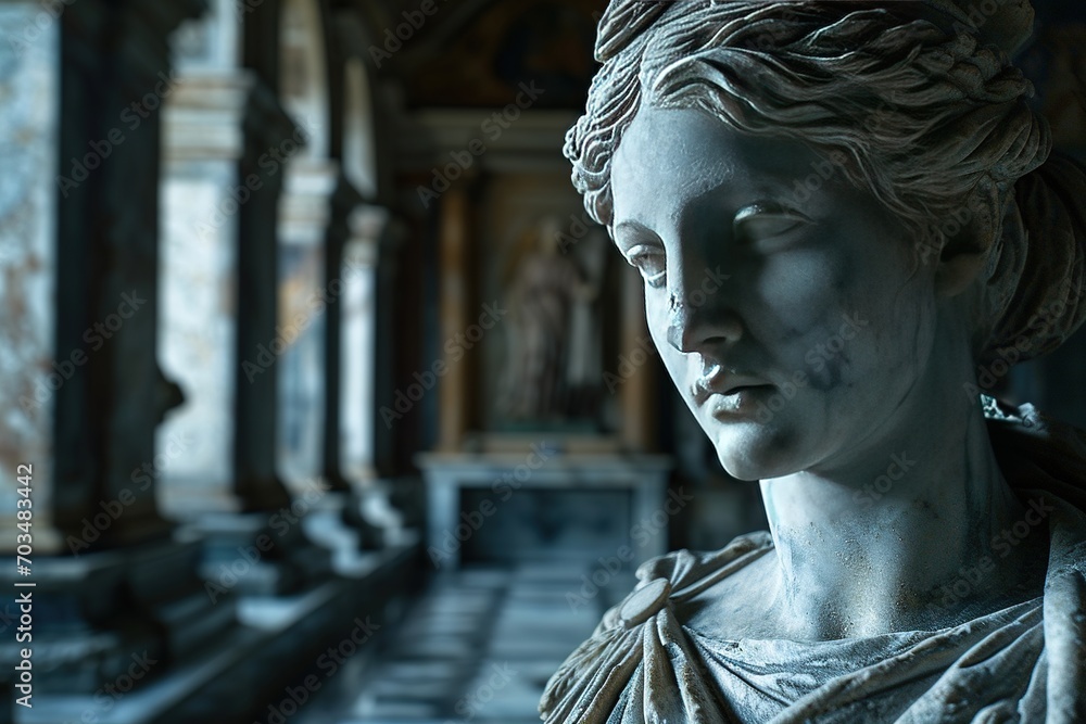 Abstract beautiful muscular stoic person, stone statue sculpture with ...