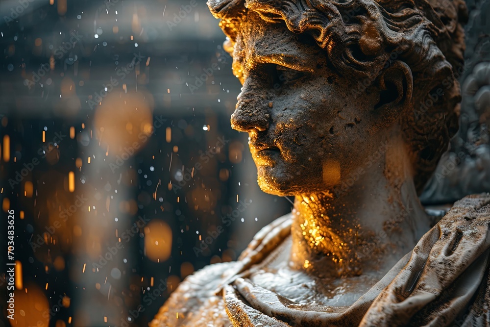 Abstract beautiful muscular stoic person, stone statue sculpture with ...