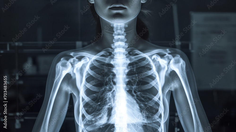 X-ray image showcasing the detailed skeletal structure of a human ...