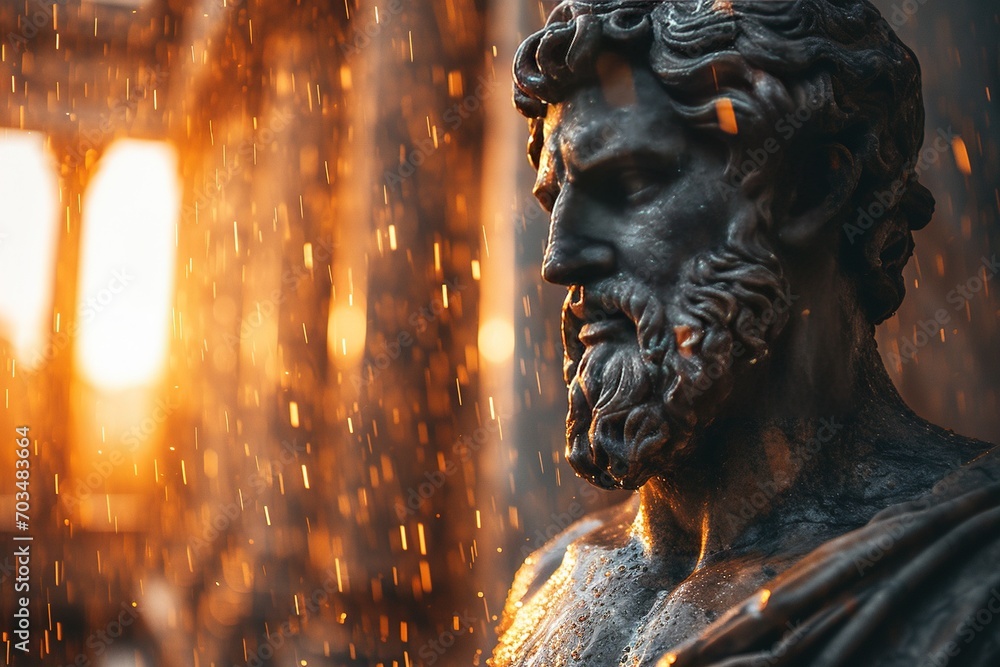 Abstract beautiful muscular stoic person, stone statue sculpture with ...