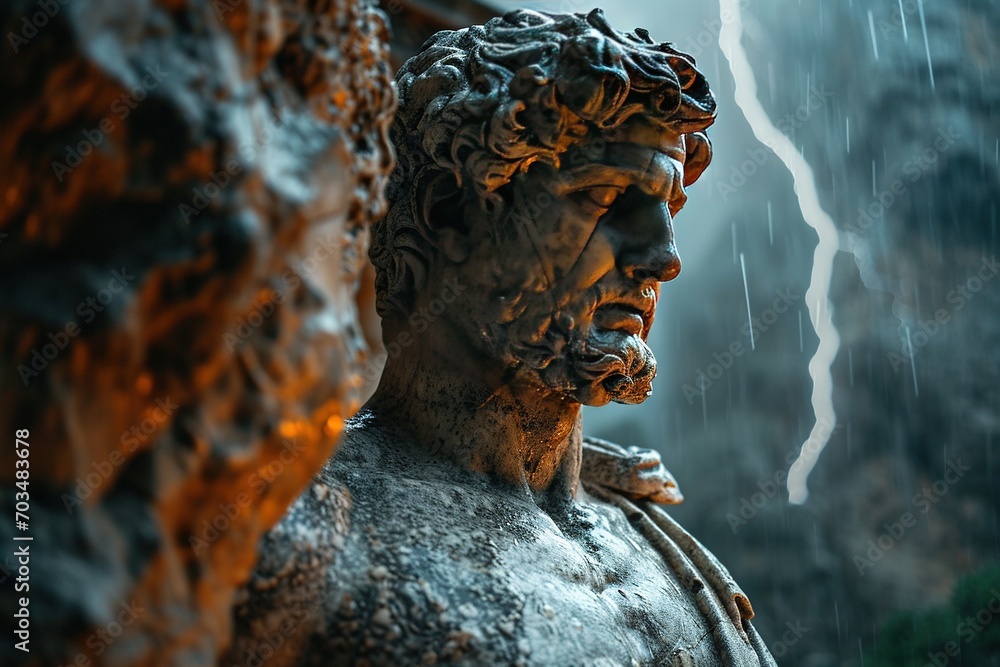 Abstract beautiful muscular stoic person, stone statue sculpture with ...