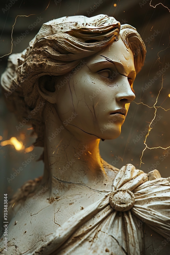 Abstract beautiful muscular stoic person, stone statue sculpture with ...