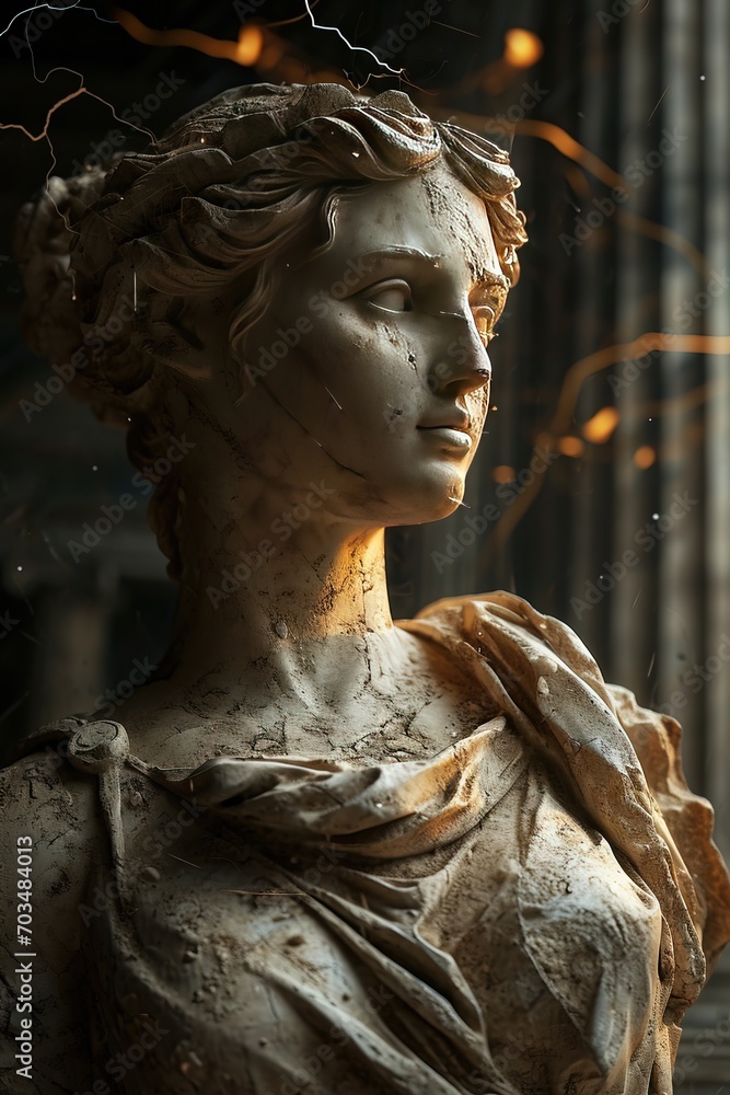 Abstract beautiful muscular stoic person, stone statue sculpture with ...