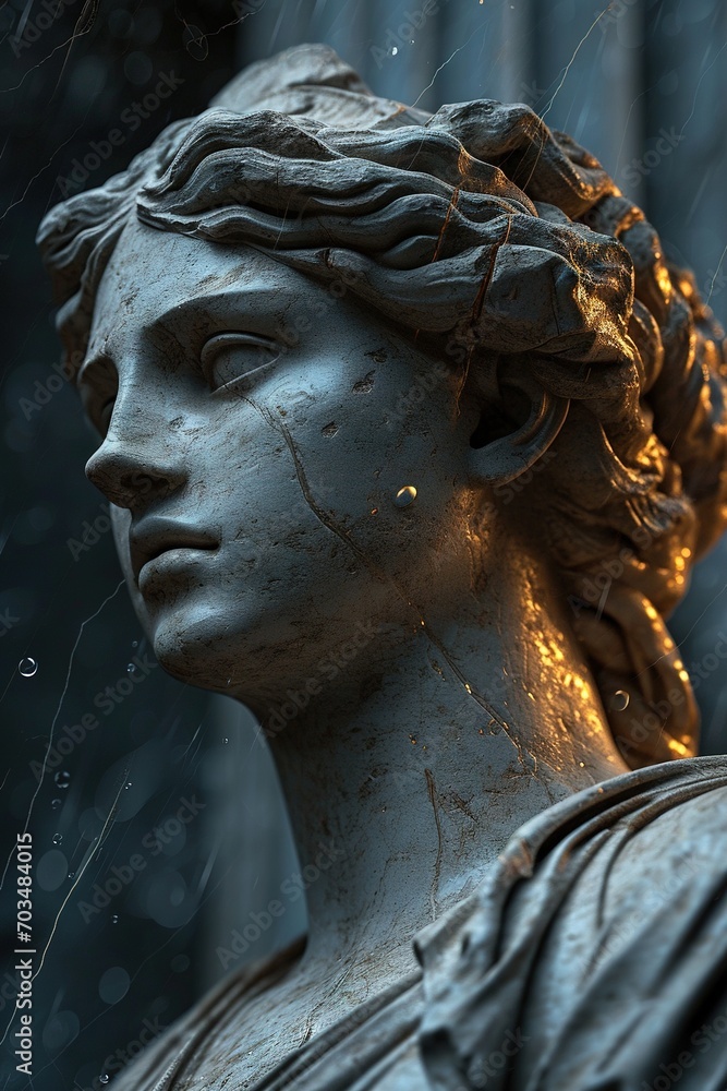 Abstract beautiful muscular stoic person, stone statue sculpture with ...
