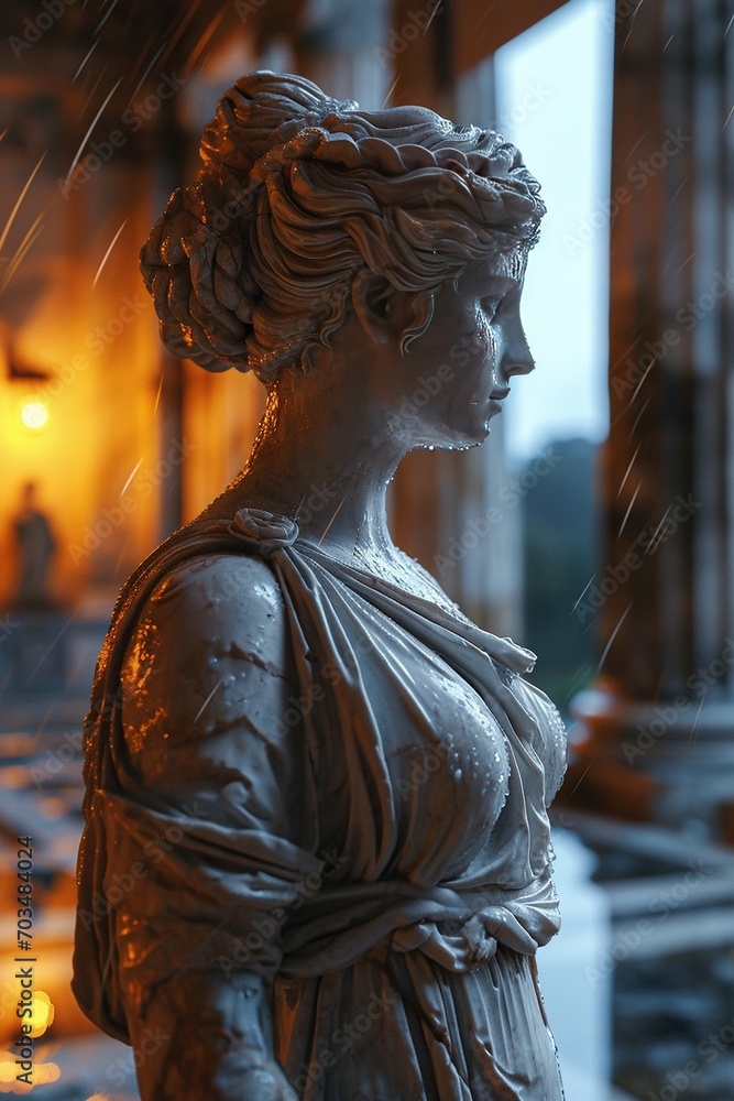 Abstract beautiful muscular stoic person, stone statue sculpture with ...