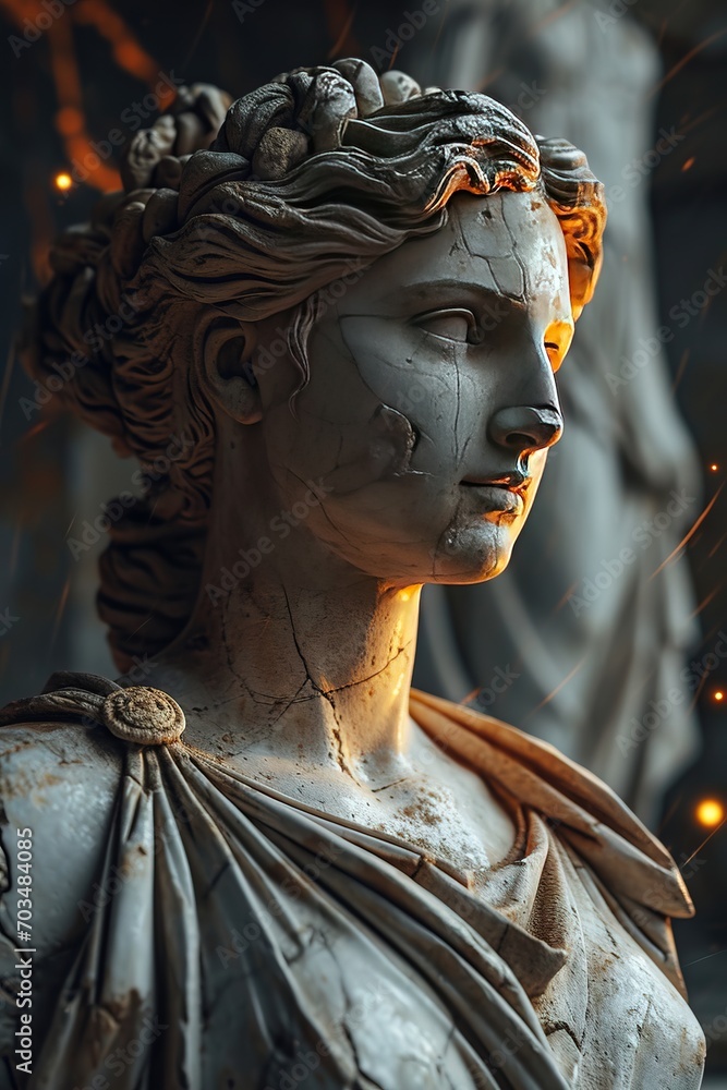 Abstract beautiful muscular stoic person, stone statue sculpture with ...