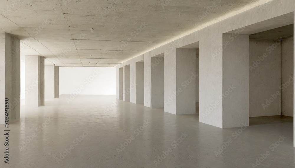 abstract empty modern concrete building rooms with corridor and rough ...