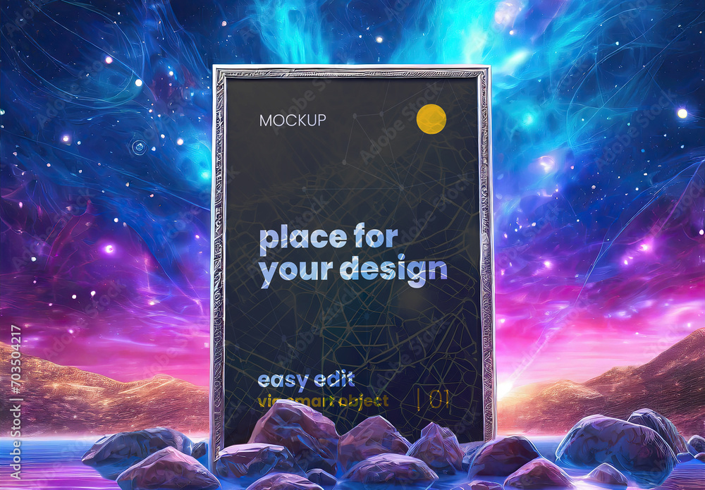 Ancient Cosmic Scene Frame Poster Mockup 02 Stock Template | Adobe Stock