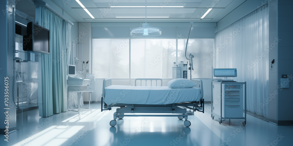 Clean Hospital Room Interior with Bed and Hospital Bed in operating ...