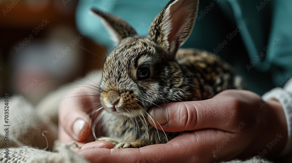 Emergency Rabbit Care: A veterinarian providing emergency care to a ...