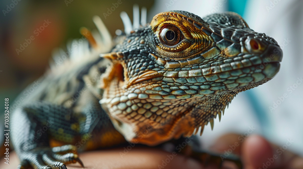 Lizard Dermatology Examination: A vet conducting a dermatology ...