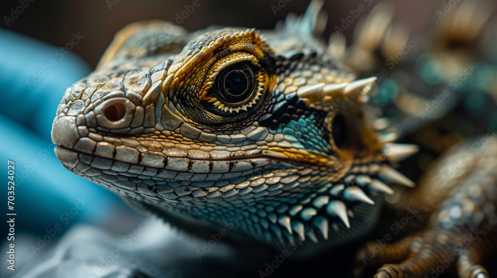 Lizard Dermatology Examination: A vet conducting a dermatology ...