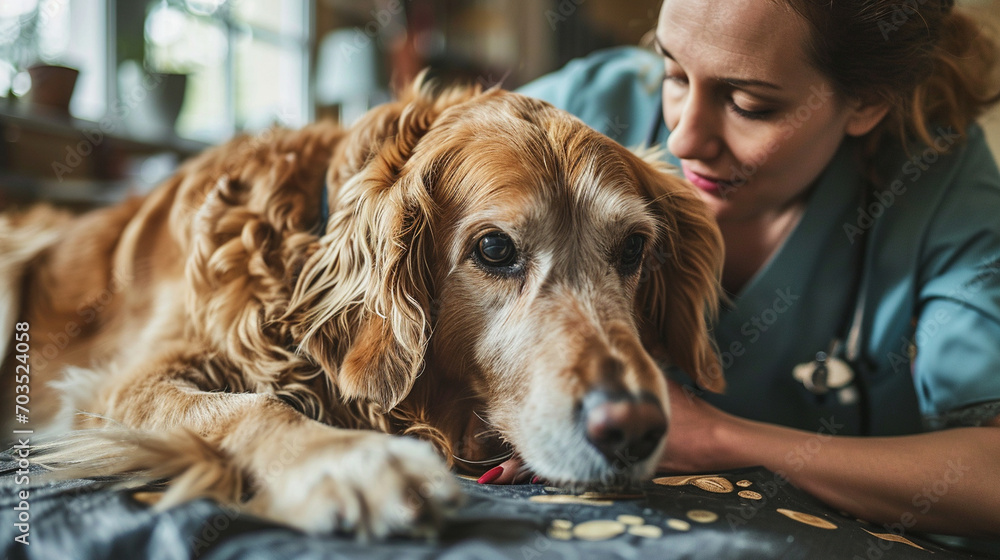 Canine Dermatology Consultation: A veterinarian conducting a ...