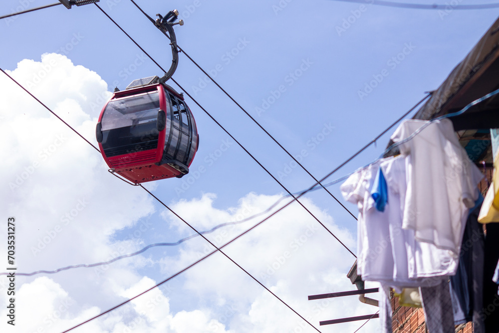 Cabin of the Metrocable system in the San Agustín - Parque Central ...