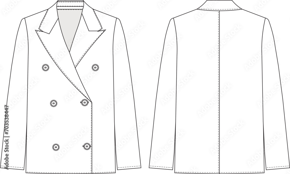 double breasted oversize slouchy long sleeve blazer jacket template ...