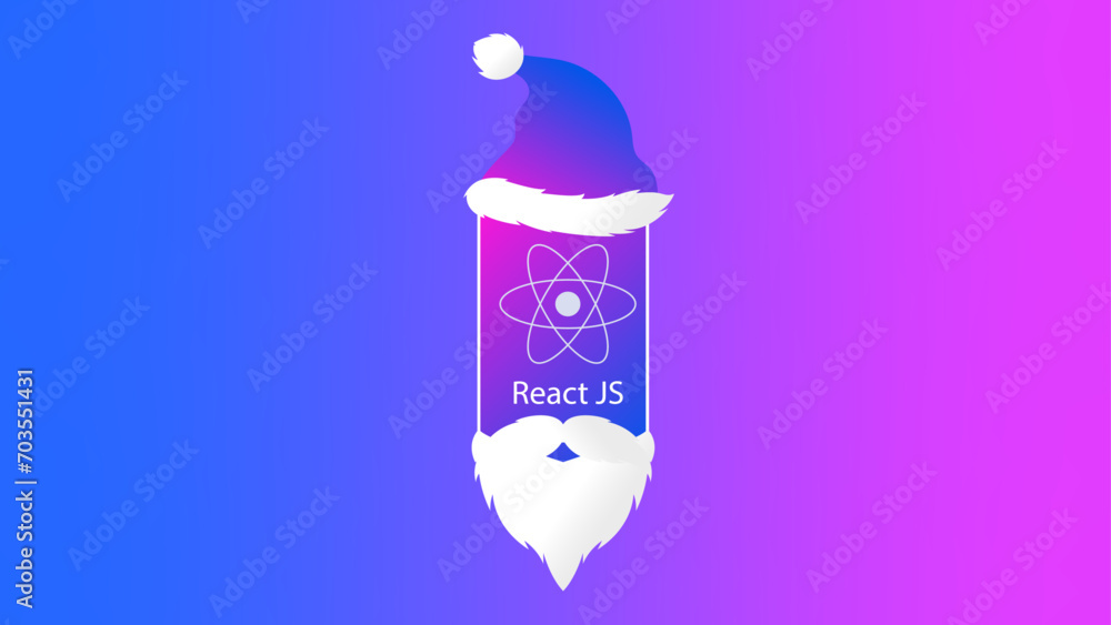 React JS new year set. React Native mobile app. Development concept in ...