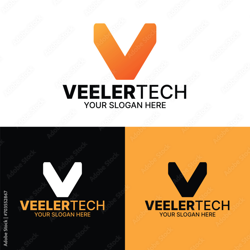 v logo, tech logo, v alphabet logo, Circular logo, technology logo ...
